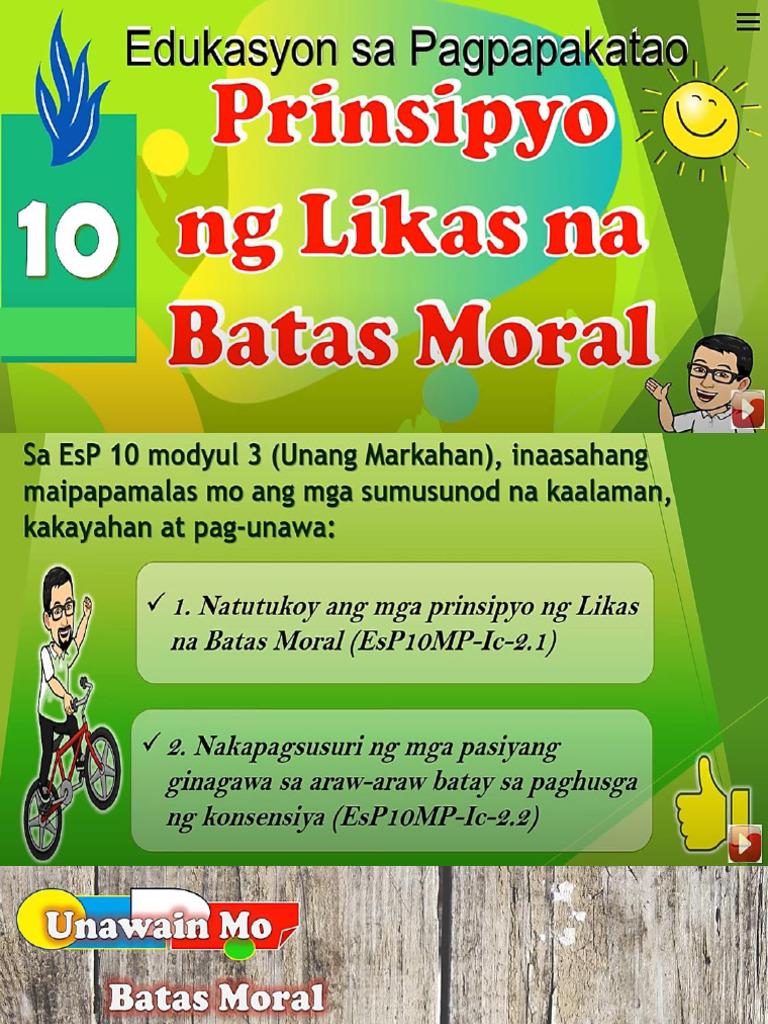 Prinsipyo NG Likas Na Batas Moral Lesson 3 G10 | PDF