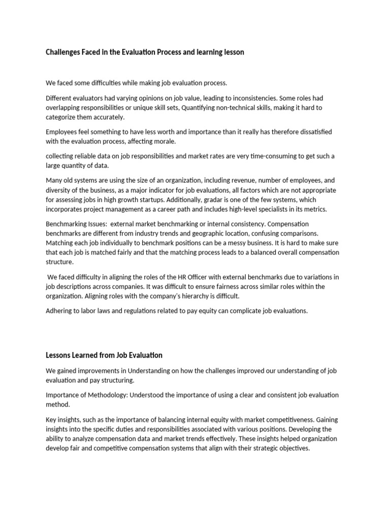 Job Evaluation Challenges and Insights | PDF | Evaluation | Employment