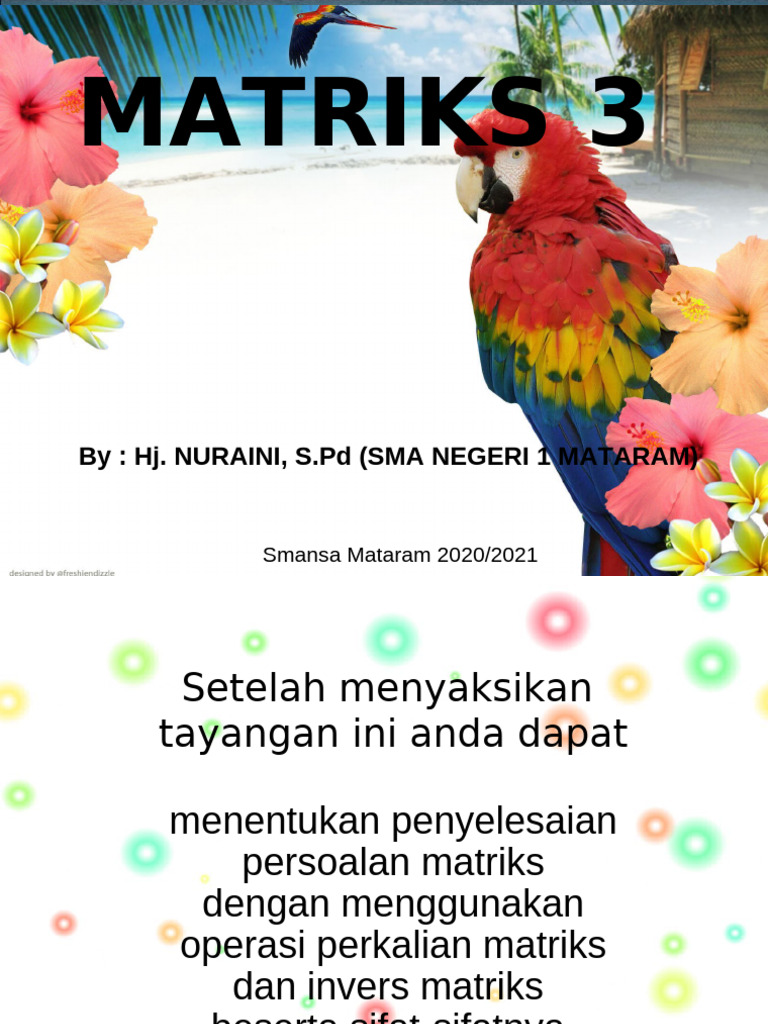 Matriks 1c Perkalian Matriks Dan Kesamaan Dua Matriks Part 5 | PDF Matriks 1c Perkalian Matriks Dan Kesamaan Dua Matriks Part 5 | PDF