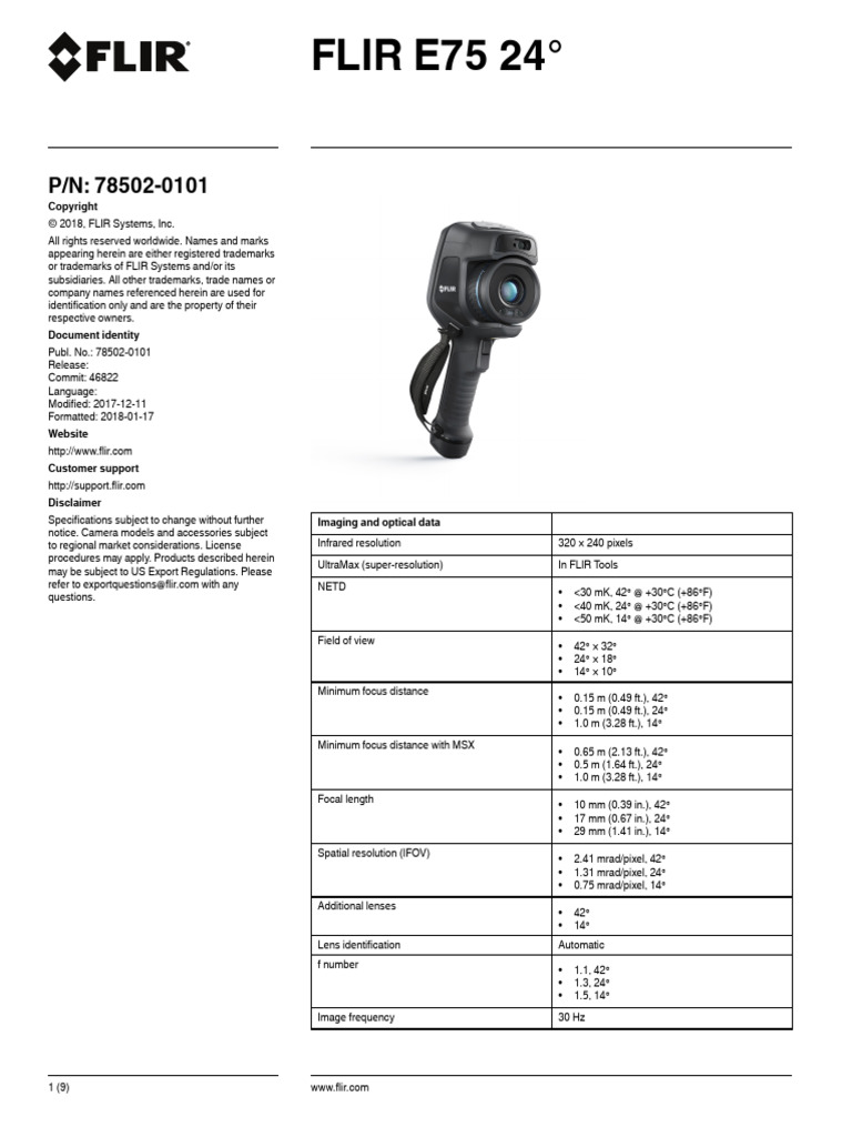 Flir E75 Infrared Thermal Image Camera | PDF | Thermography