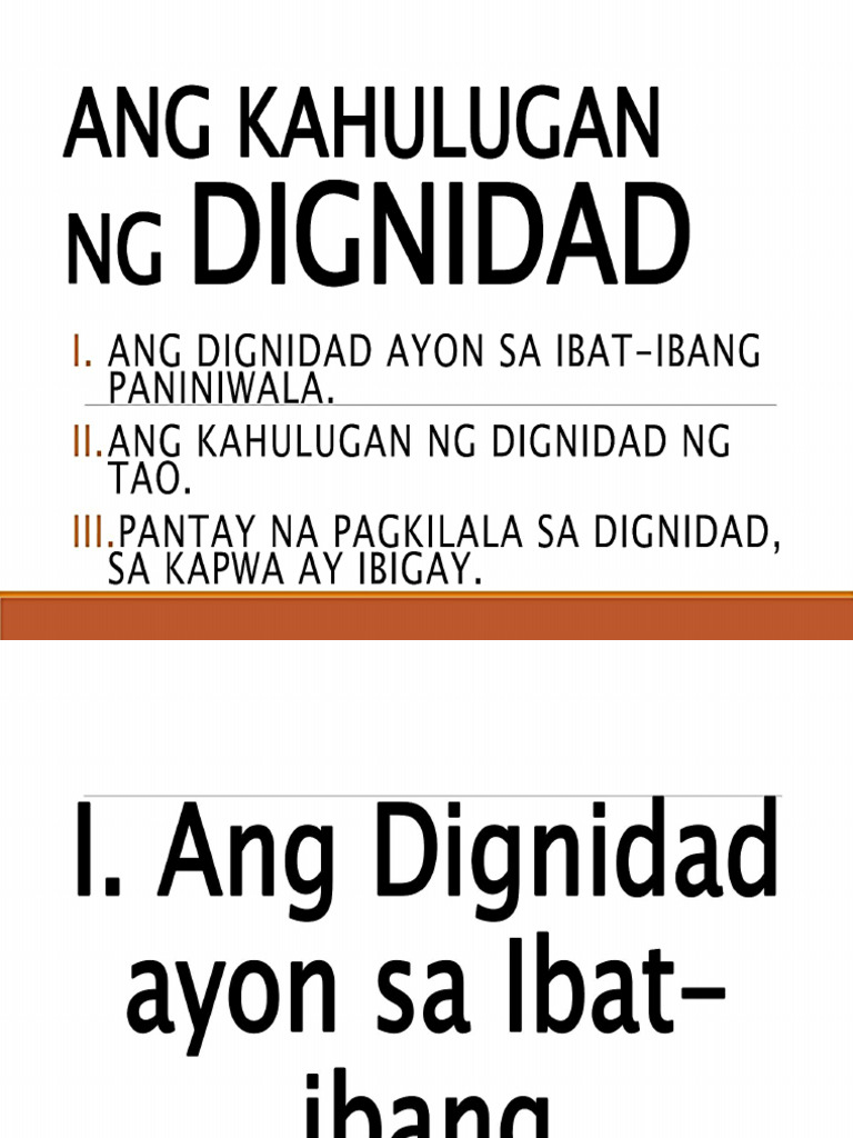 Ang Kahulugan NG Dignidad | PDF