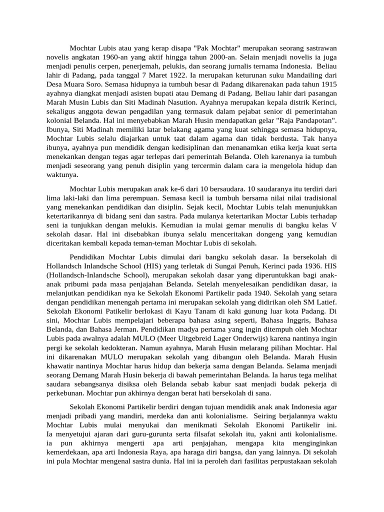 Mochtar Lubis Biografi | PDF