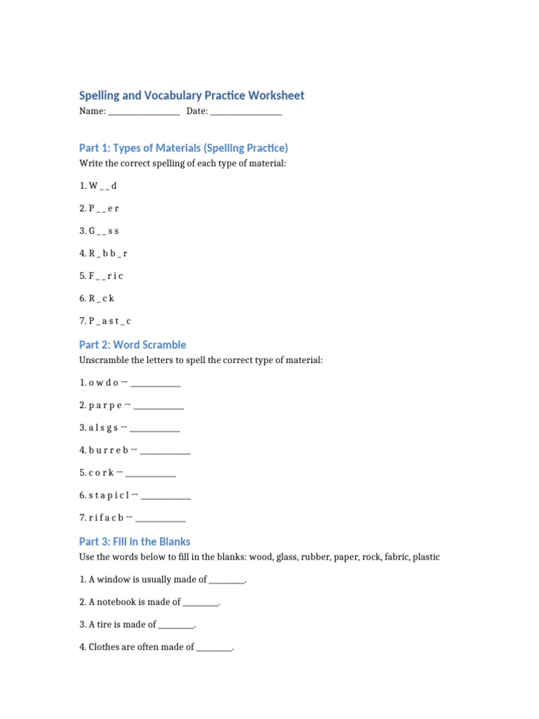 Amplify Science 3 - Unit 2 - Spelling Practice | PDF | Crossword