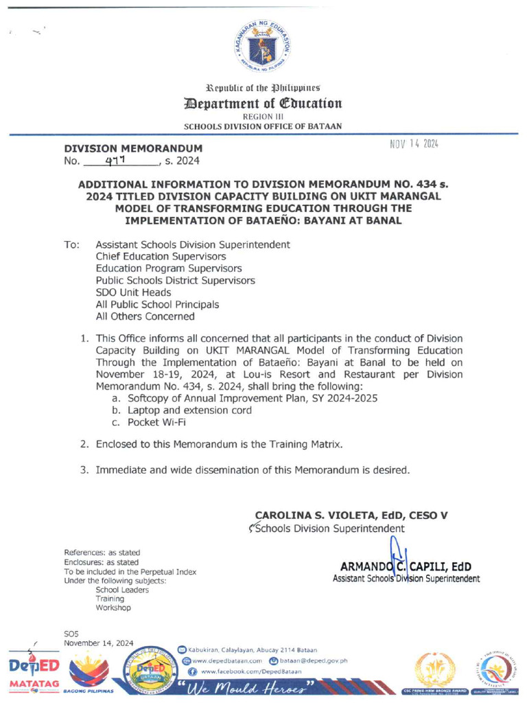 Division Memorandum No. 477 S 2024 | PDF
