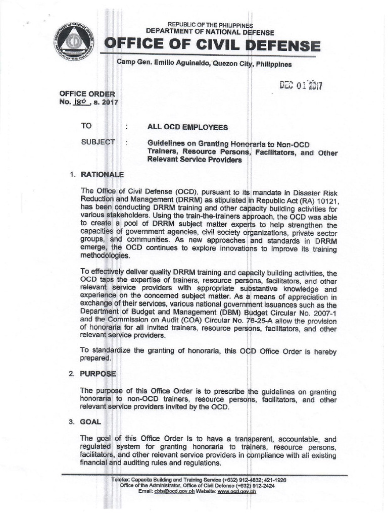 OCD Office Order No. 180 S. 2017 | PDF