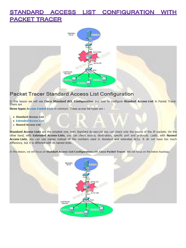 ACL Configuration On Packet Tracer | PDF | Router (Computing) | Command ...