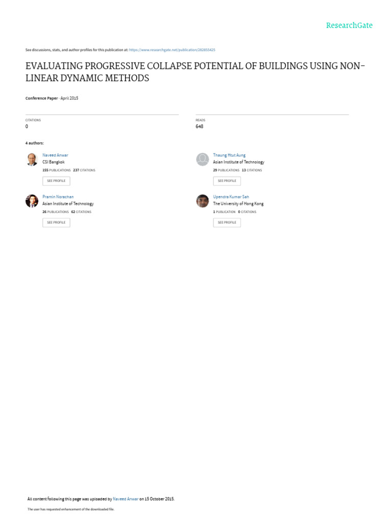 Evaluating Progressive Collapse Potential Of Buildings Using Non Linear Dynamic Methods Pdf