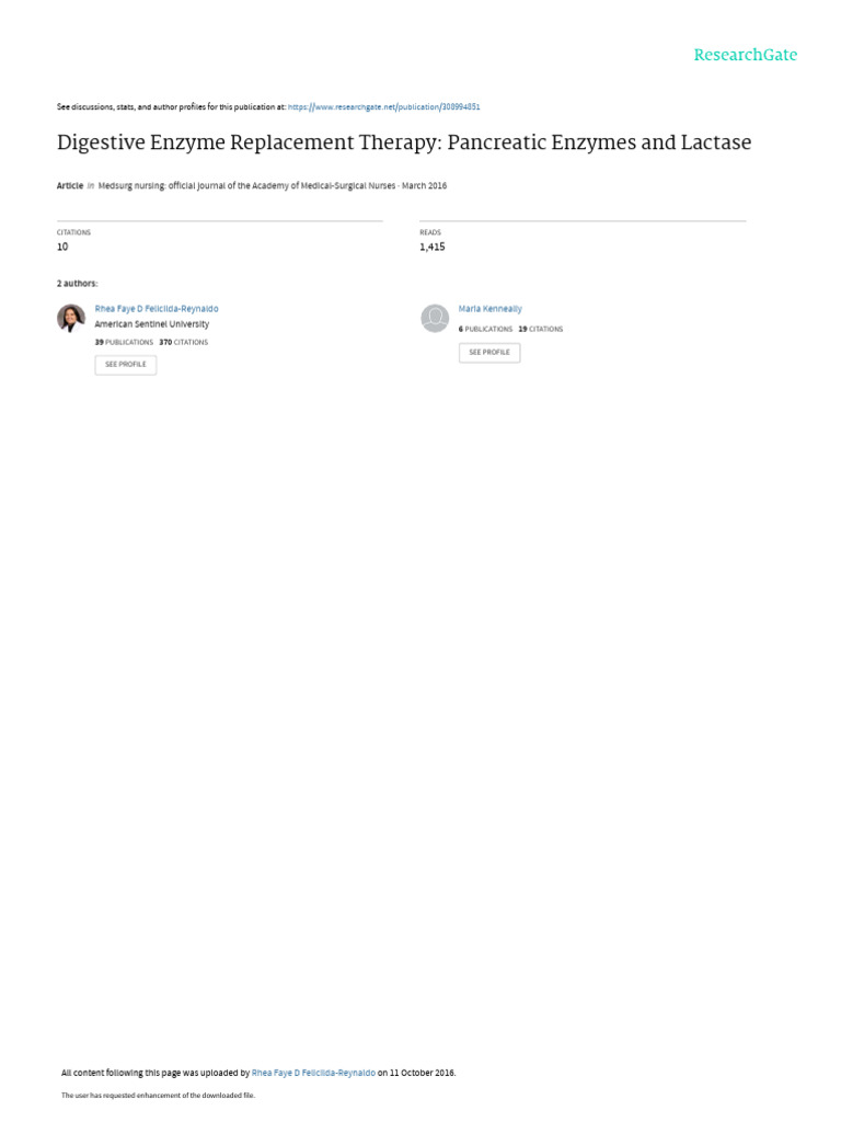 Digestive Enzyme Replacement Therapy: Pancreatic Enzymes and Lactase ...