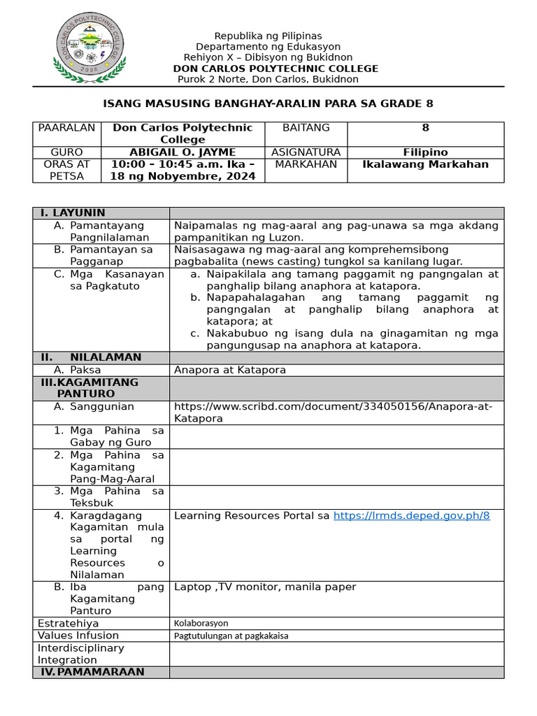 DLP F8 Anapora at Katapora | PDF