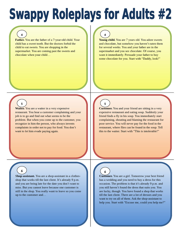 Swappy Roleplays For Adults 2 BW Version Included | PDF | Restaurants