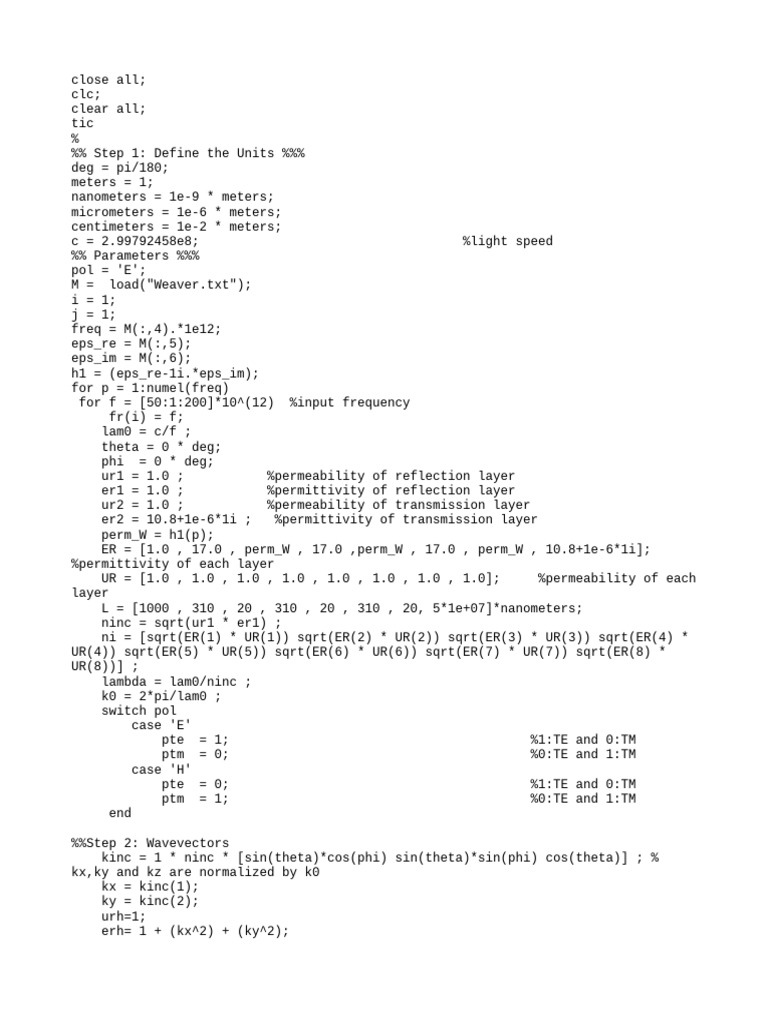 Codematlabusingtmm 1 Pdf Materials Science Electrodynamics 8523