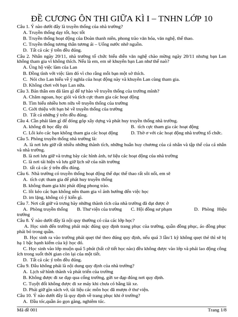 ĐÊ CƯƠNG GKI-TN10-HS | PDF