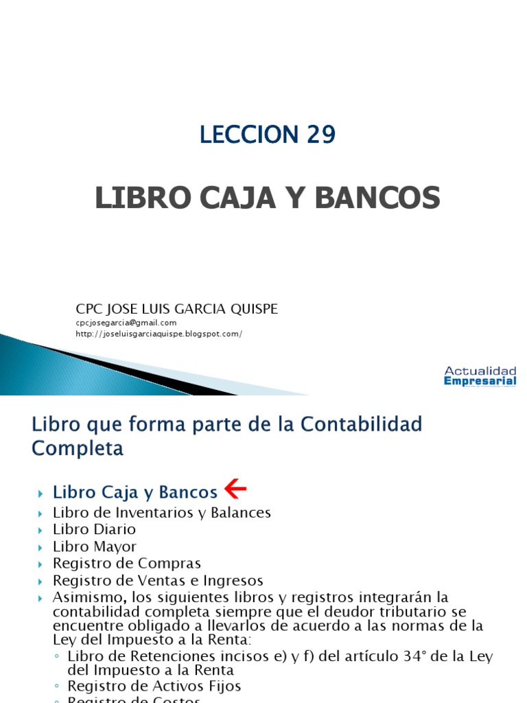 Libro Caja y Banco | Contabilidad | Bancos