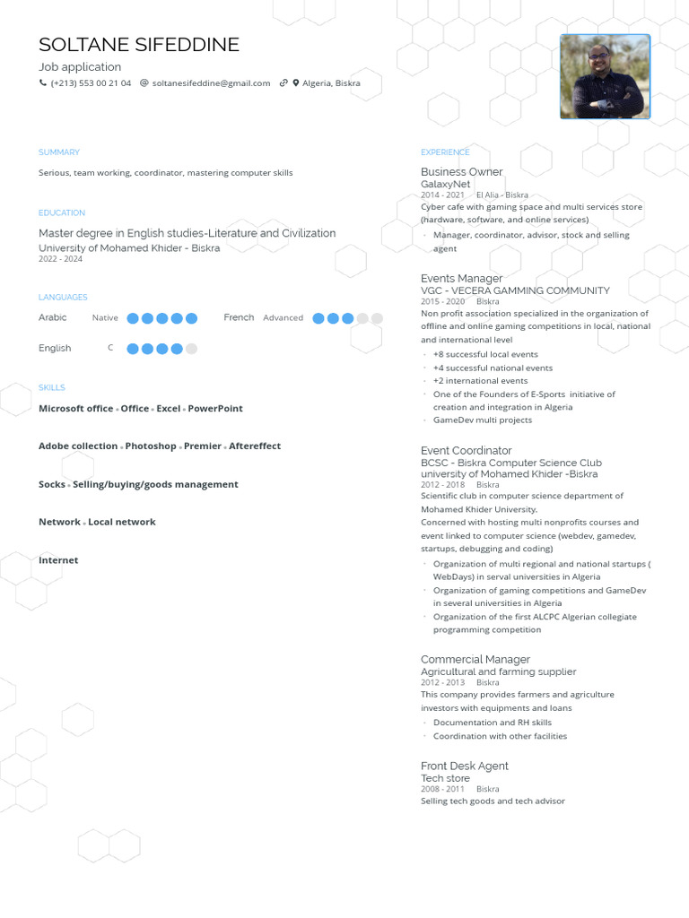 Soltane Sifeddine CV | PDF | Computing