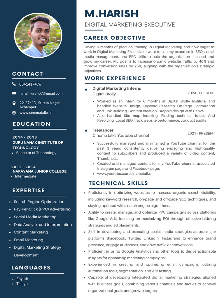 Harish DigitalMarketingExecutive Resume | PDF | Digital Marketing ...