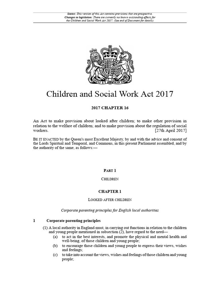 Children and Social Work Act 2017 | PDF | Justice | Crime & Violence