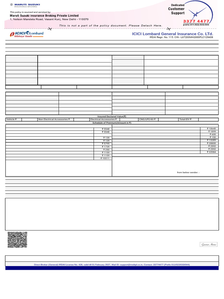 ICICI Lombard Motor Insurance Policy | PDF | Deductible | Insurance