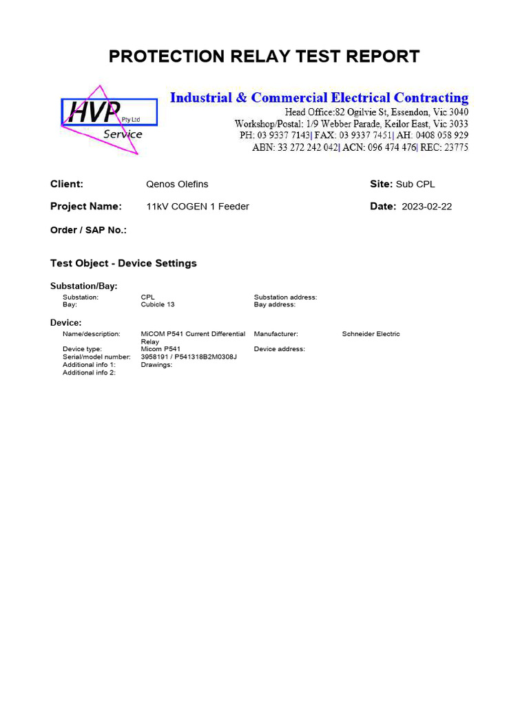 MiCOM P541 Relay Test Results | PDF | Manufactured Goods | Computer ...