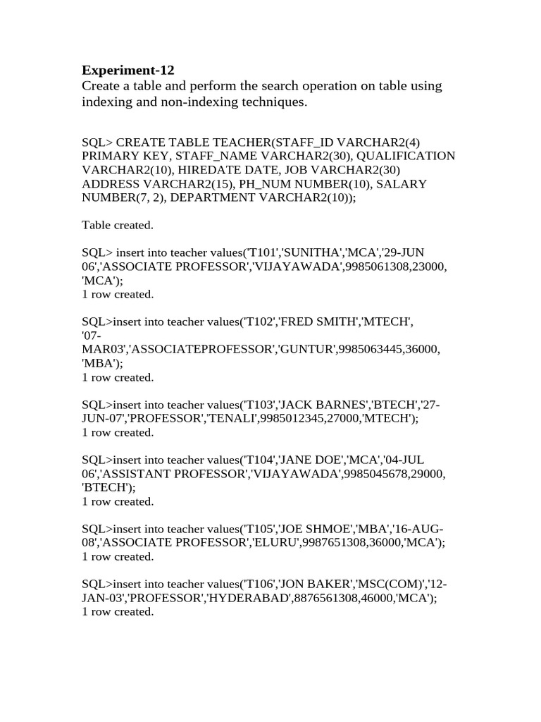 Dbms Experiment-12 | PDF | Computing | Information Science