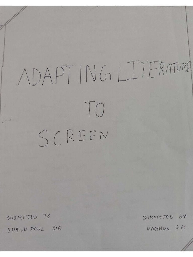 Adapting Literature To ScreenPlay | PDF