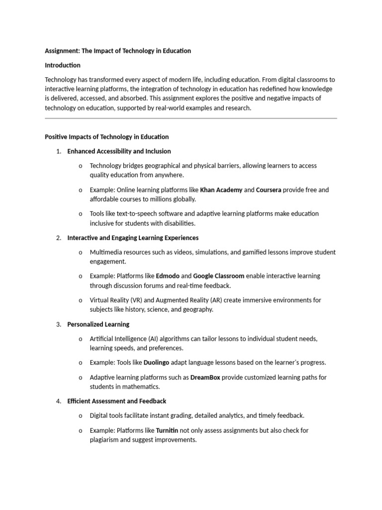 Technology's Impact on Education: Pros & Cons | PDF | Learning | Cognition