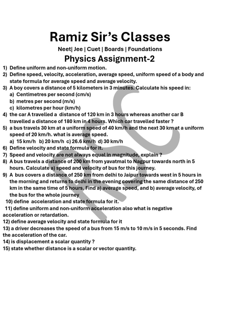 Physics Assignment-2 | PDF