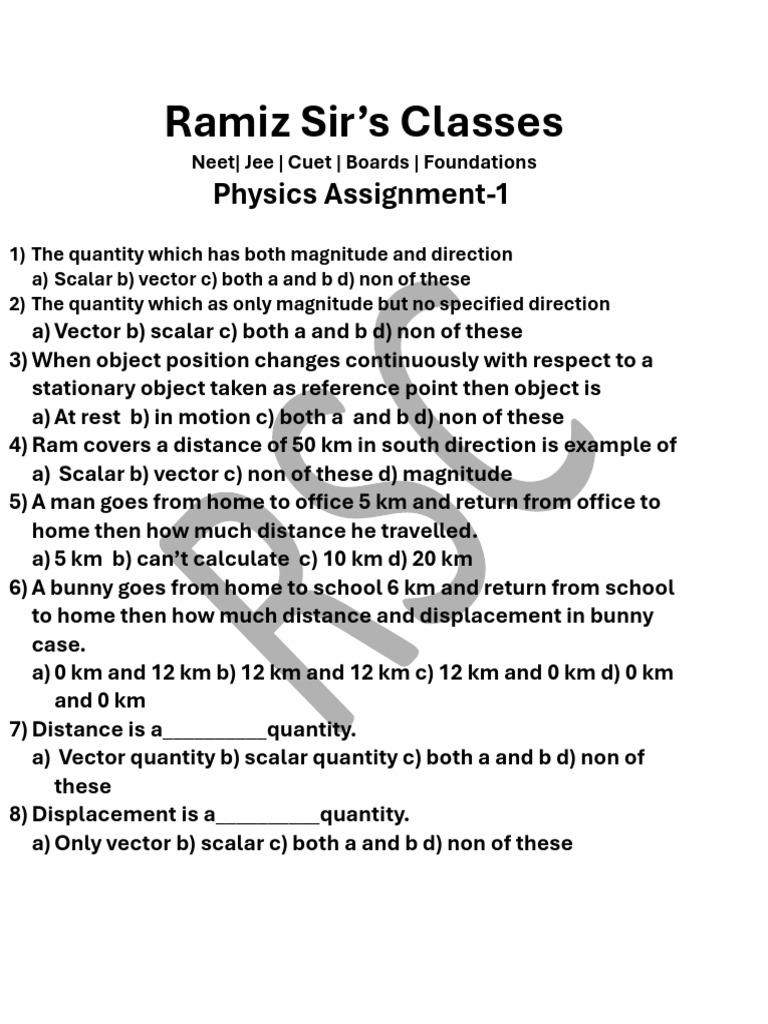 Physics Assignment-1 | PDF