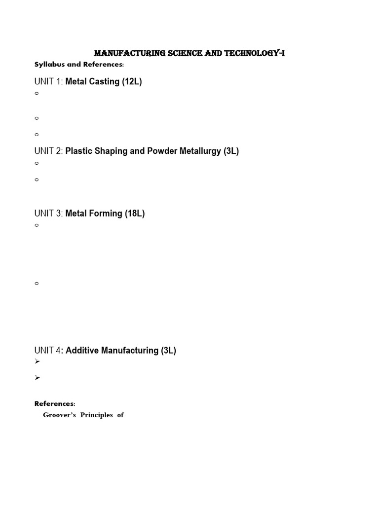 1 MST I Sylabus&References 2022 | PDF | Sintering | Building Materials