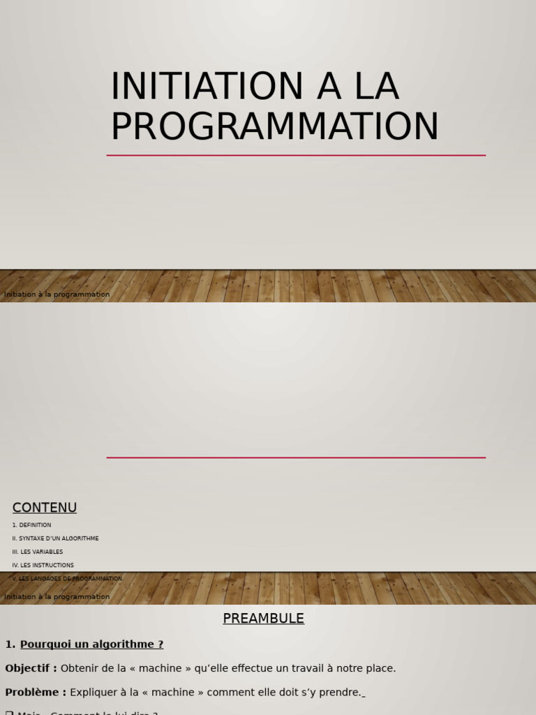 Initiation A La Programmation | PDF | Programmation informatique | Variable (informatique)