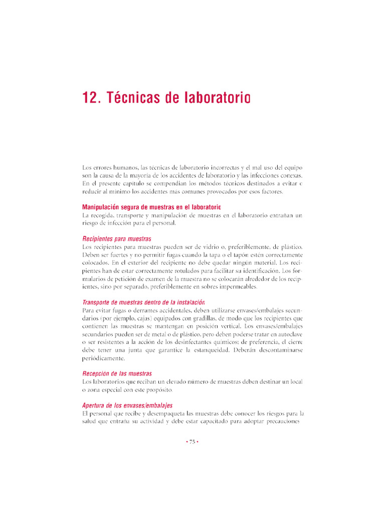 Tecnicas Laboratorio Seguridad OMS | PDF