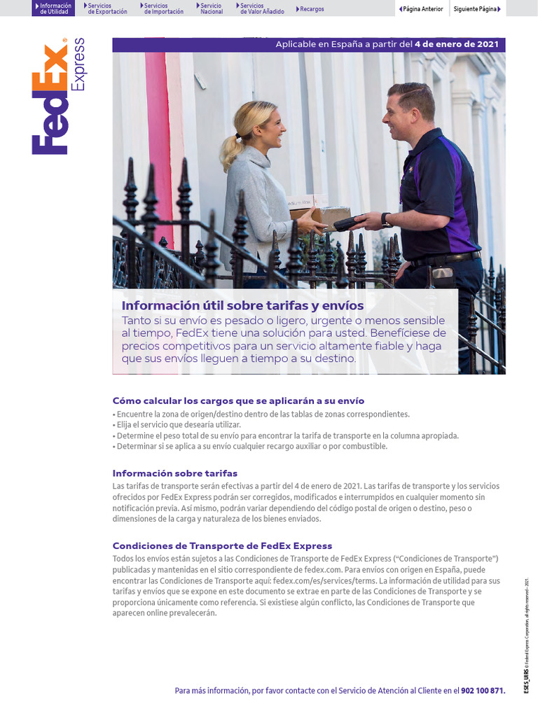 Guía de Tarifas y Servicios FedEx | PDF | Transporte | aduana