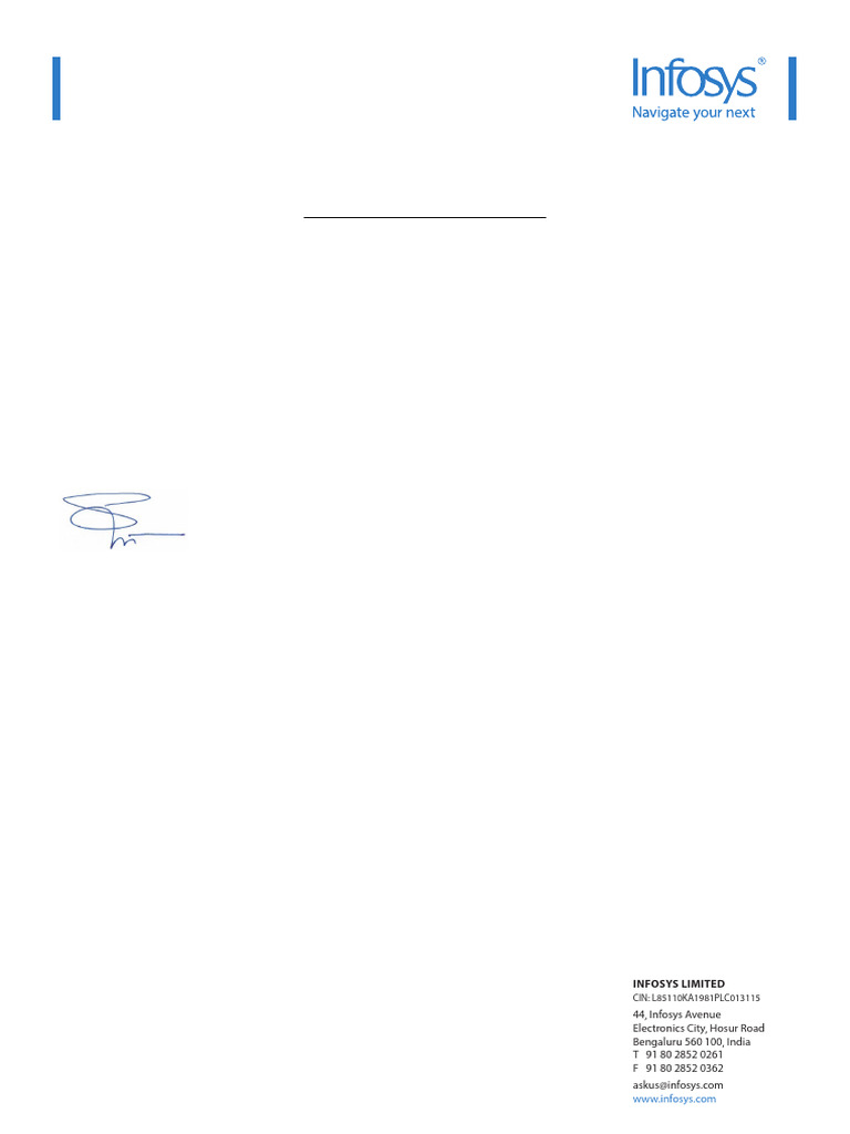 Infosys Employment Verification Letter | PDF