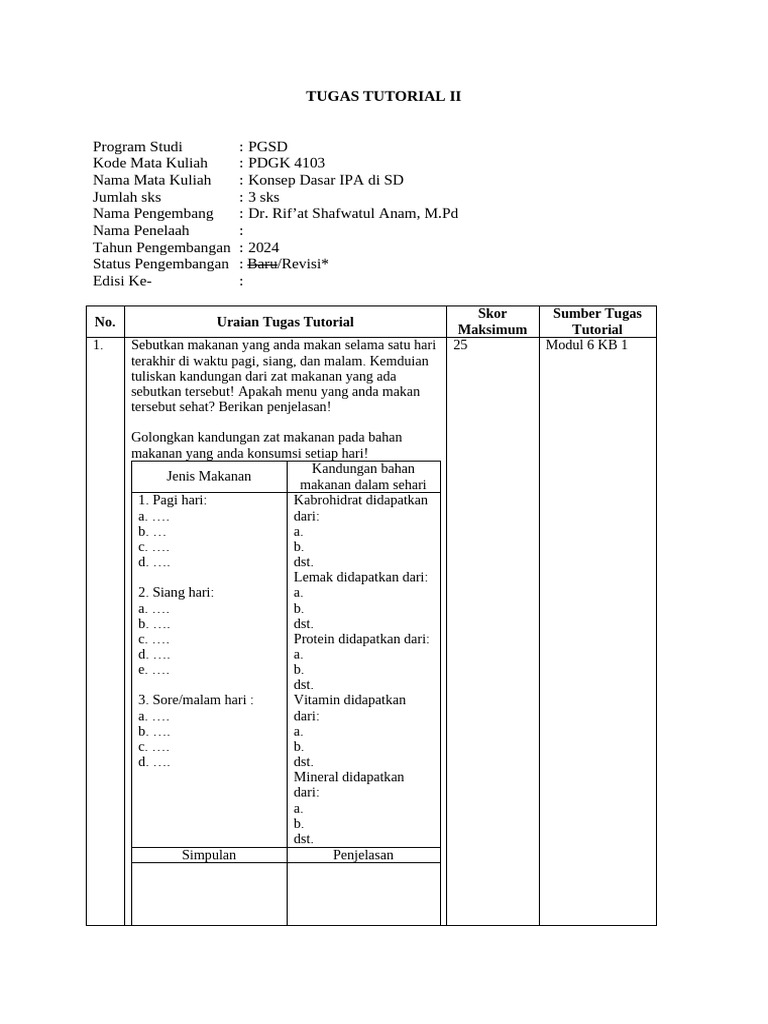 Soal - Tugas Tutorial 2 Jawaban | PDF