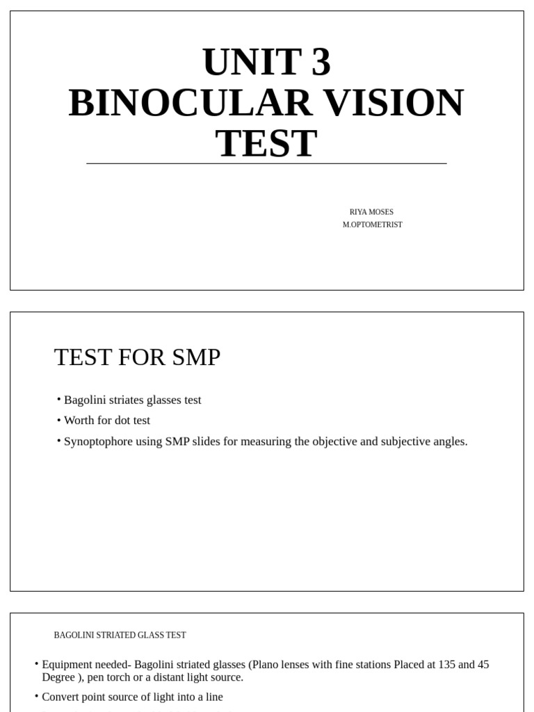 Binocular Vision Test | PDF | Vision | Ophthalmology