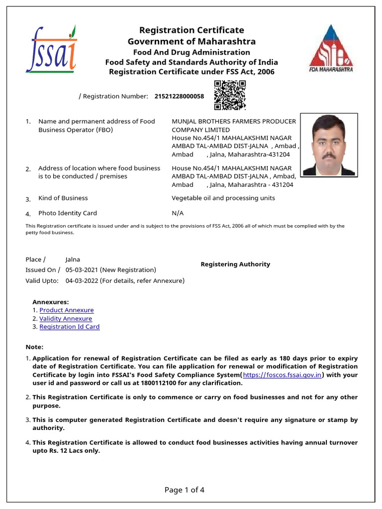 FSSAI | PDF | Identity Document | Authentication