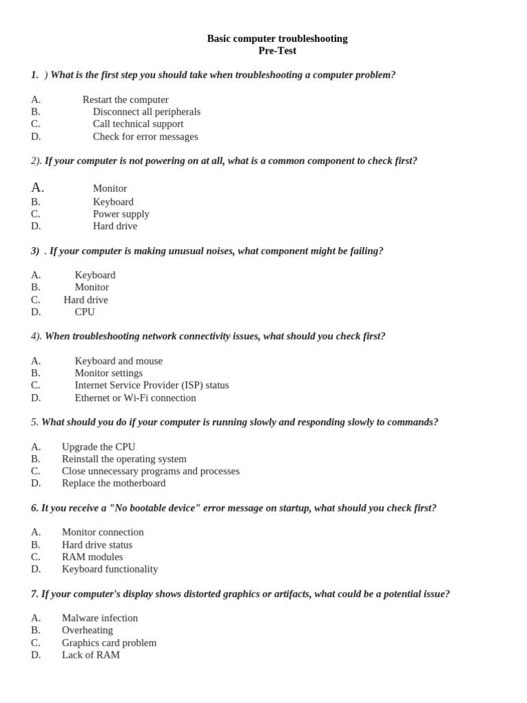 Pre Test | PDF | Bios | Computer Hardware