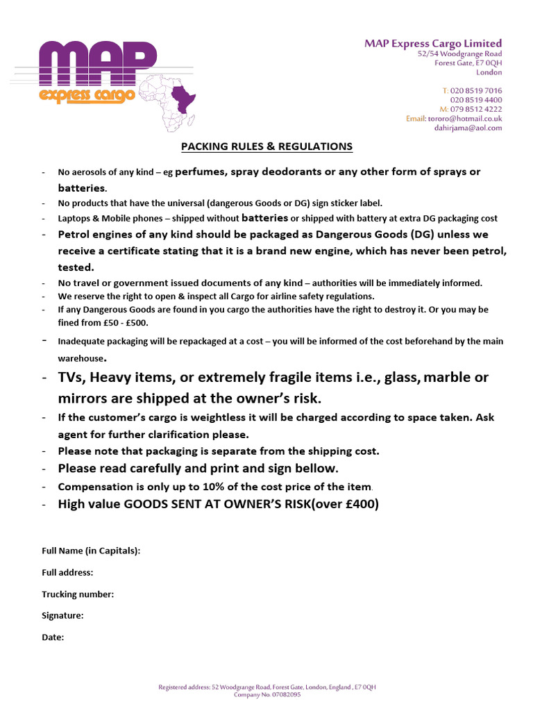 MAP - PACKING RULES & REGULATIONS RRRR | PDF
