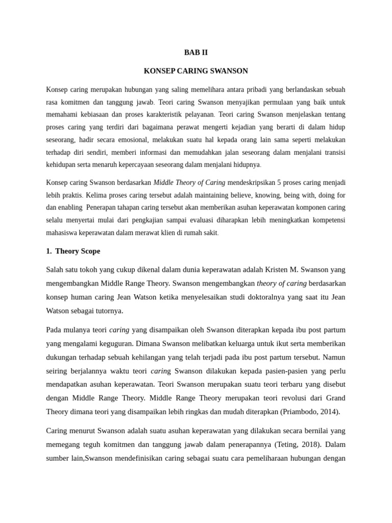 Bab Ii Konsep Caring Swanson Revisi | PDF