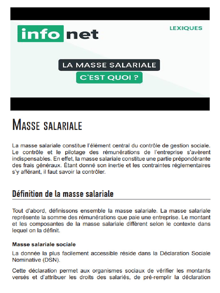 La Masse Salariale | PDF