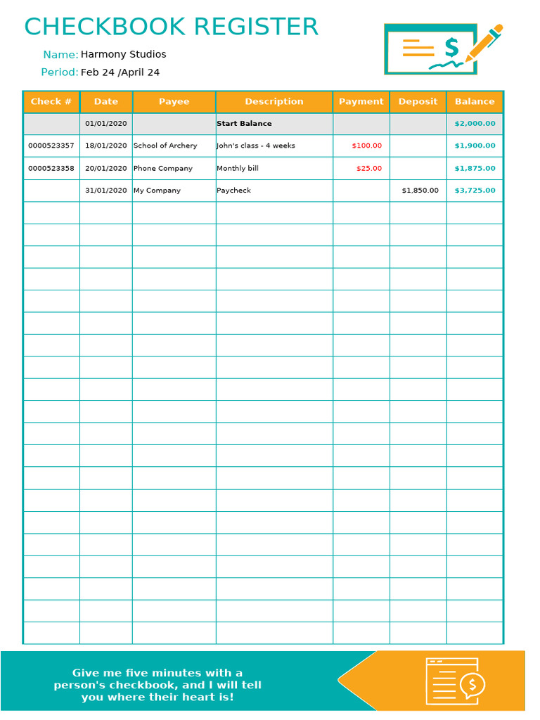Checkbook Register 01 | PDF