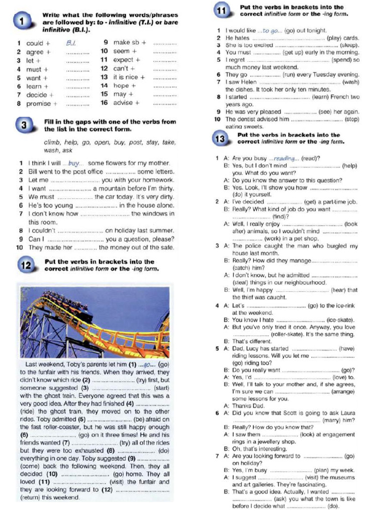 Gerunds Infinitives A2 | PDF