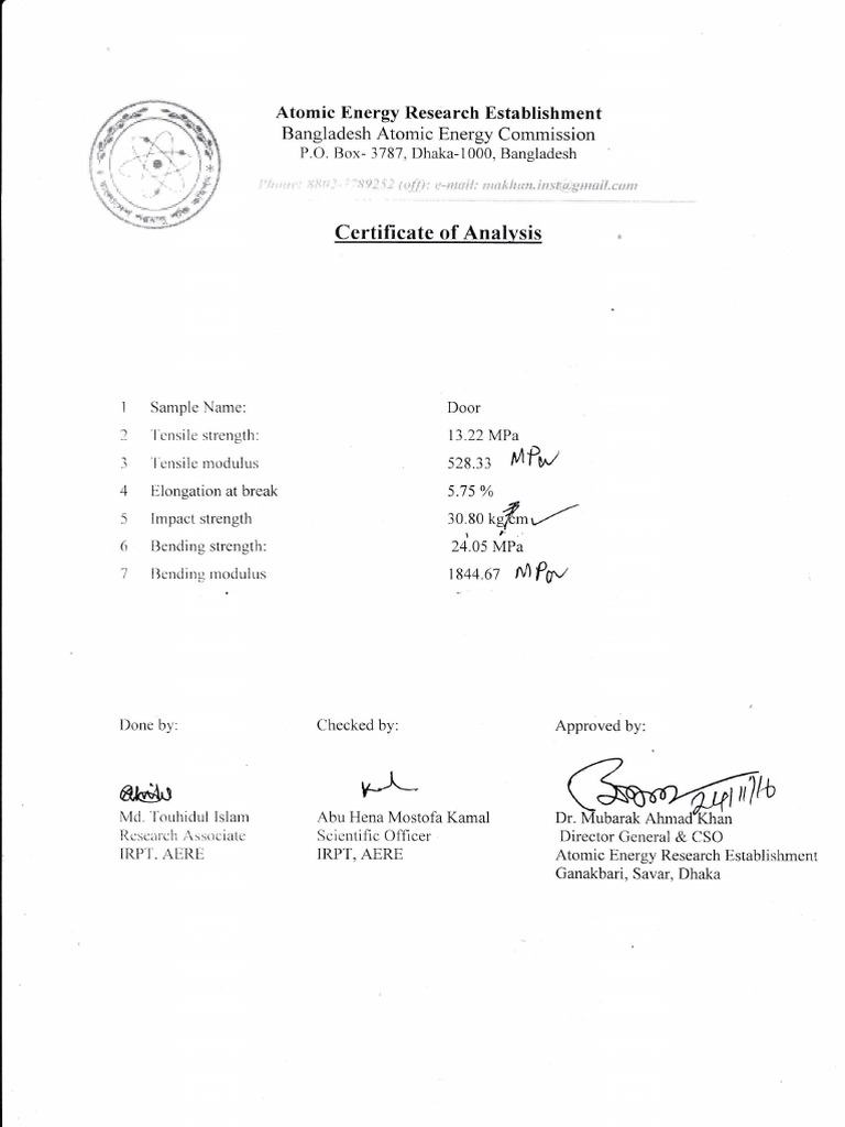 Door Panel Test Report | PDF