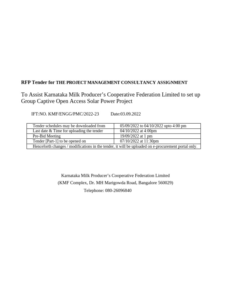 Solar PMC 1 | PDF | Consultant | Request For Proposal