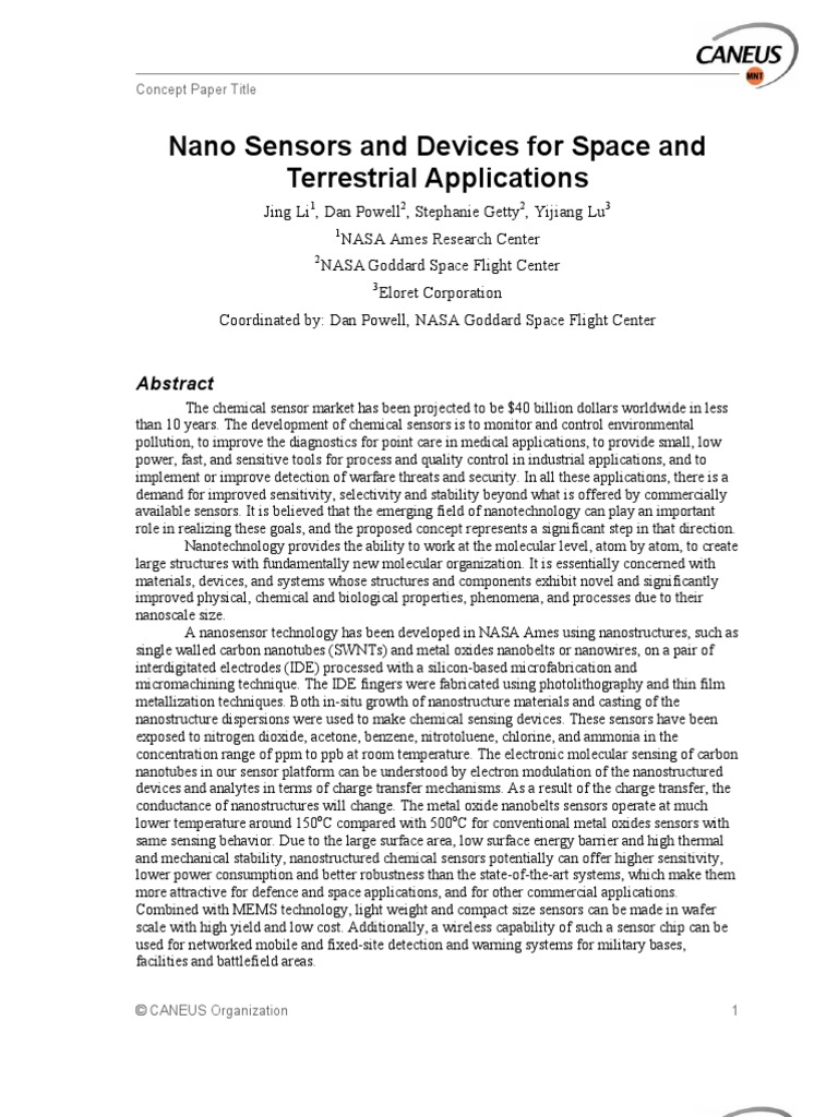 Nano Sensors 1 | PDF | Carbon Nanotube | Sensor