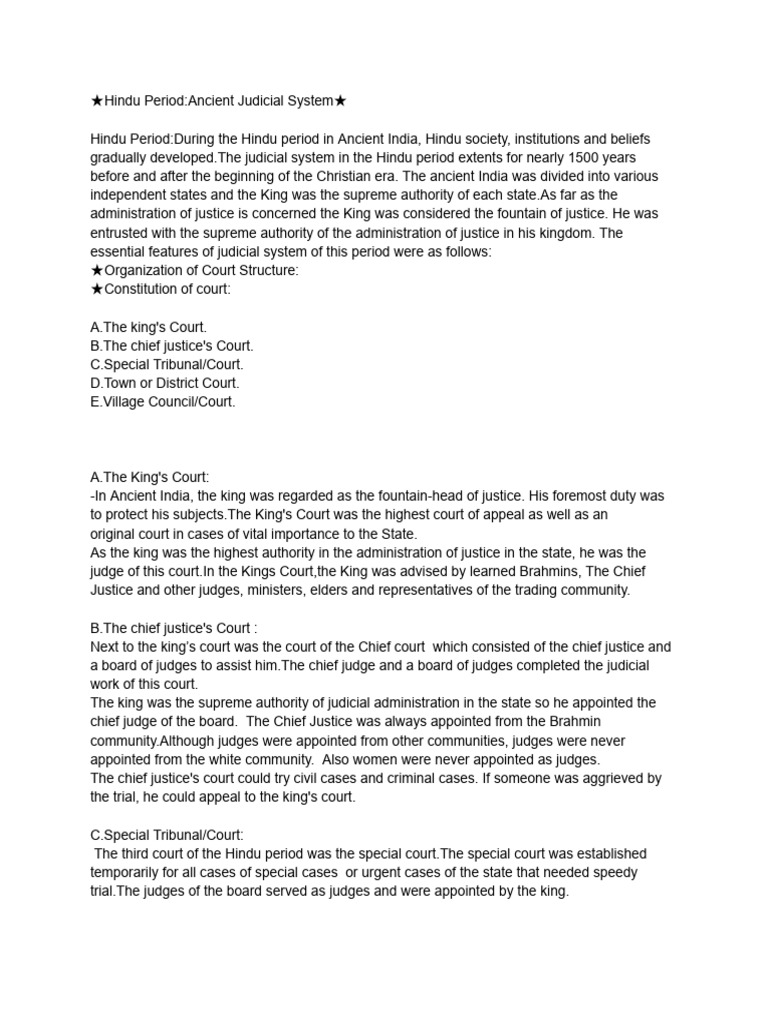 Ancient Hindu Judicial System Overview | PDF | Judge | Judiciaries