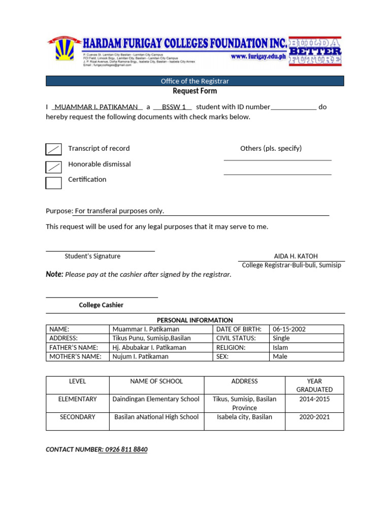 Request Form | PDF