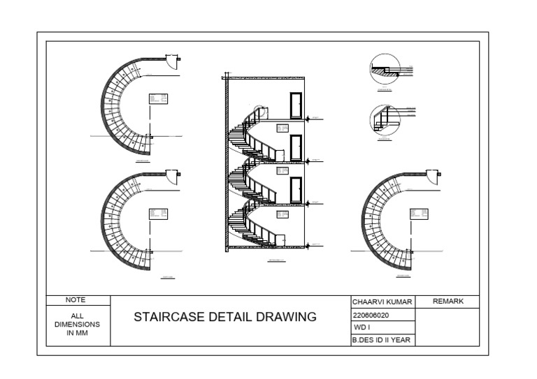 Staircase Detail Drawing | PDF | Stairs | Architectural Elements