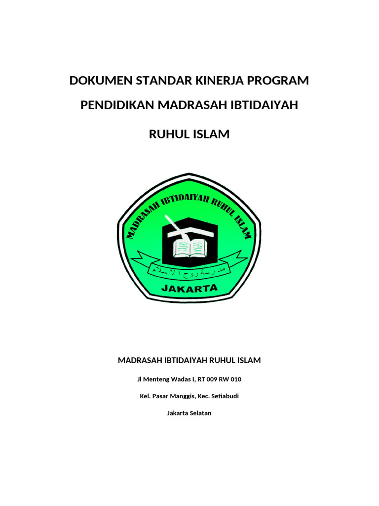 Dokumen Standar Kinerja Program Pendidikan Madrasah Ibtidaiyah | PDF | Karier & Perkembangan ...