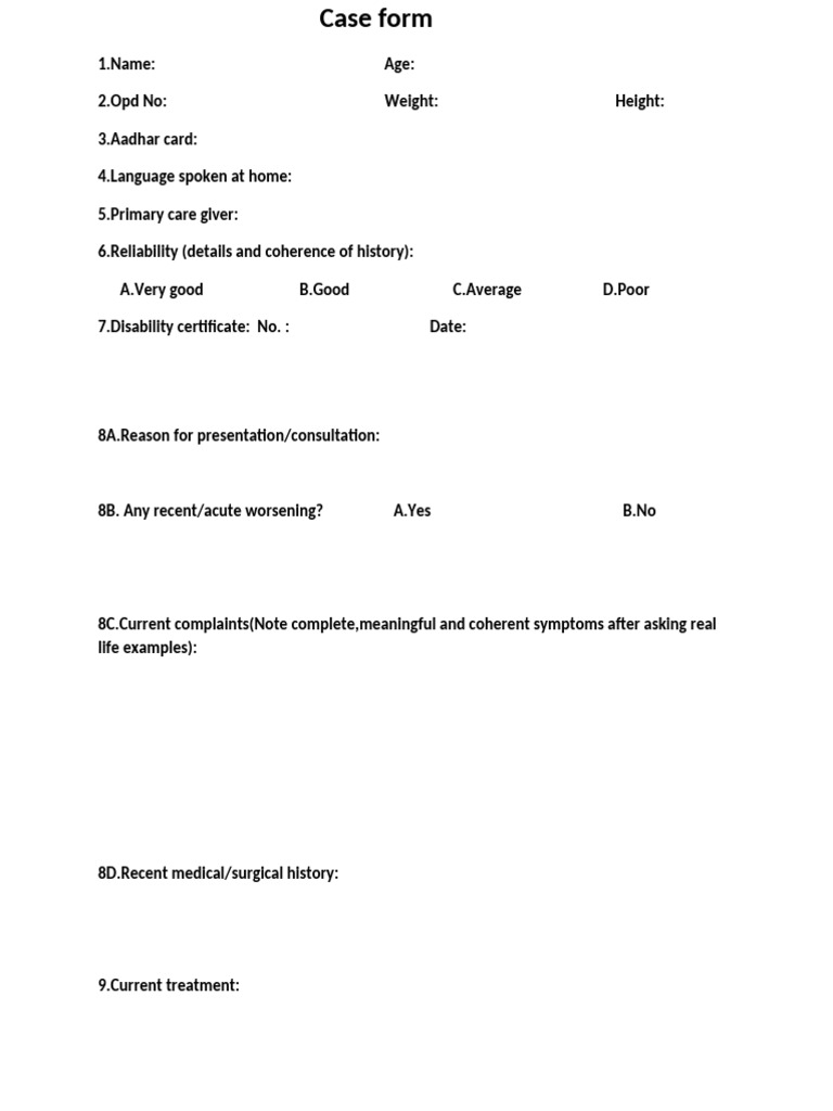 CAPS History Proforma Final2 | PDF