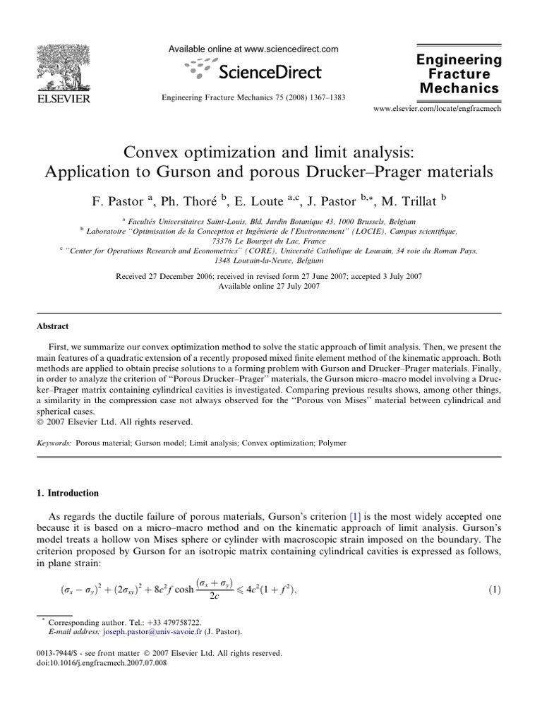 2008-Convex Opti - Porosity-Gurson Drucker Model | PDF | Finite Element Method | Mathematical ...
